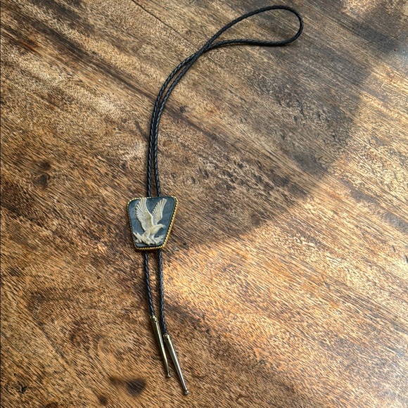 Jewelry | Vintage Incolay Stone Eagle On Lightning Bolts Patriotic Bolo ...